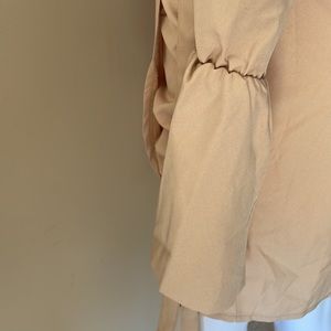 Dresses | Solid Office Mini Long Sleeve Collared Mini Dress Tan S ...